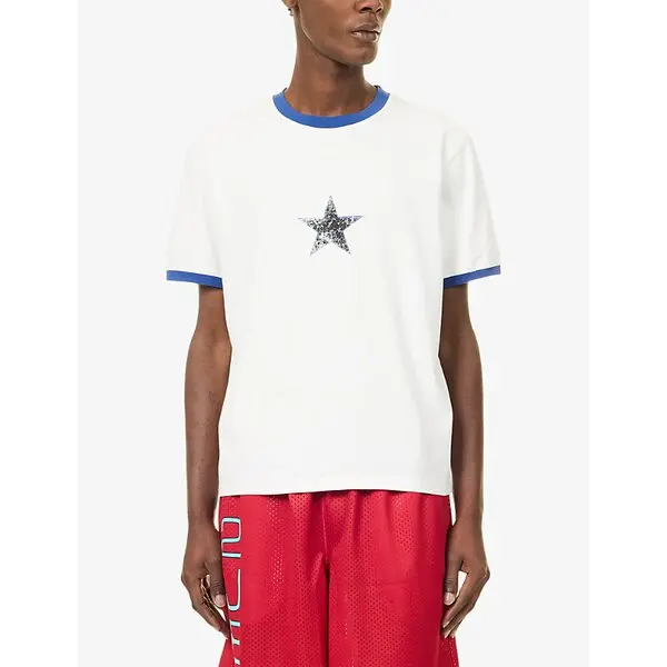 TWOJEYS Single Star Two-tone Graphic Cotton-jersey T-shirt
