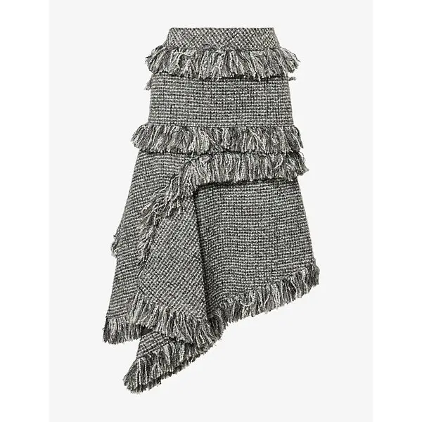 Sacai Tweed Asymmetric Midi Skirt