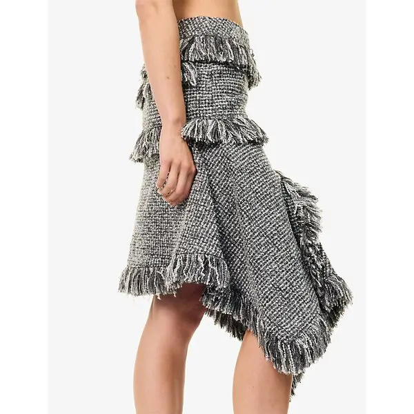 Sacai Tweed Asymmetric Midi Skirt