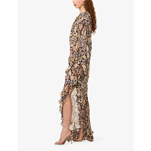 Zimmermann Valiant Asymmetric-ruffle Woven Maxi Dress