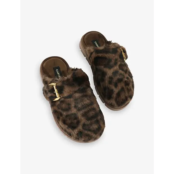 Carvela Pavillion Leopard-print Faux-fur Mules