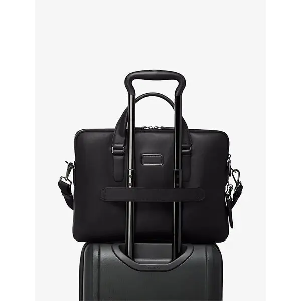 Tumi Harrison Sycamore Slim Leather Briefcase Bag - Black Bombe