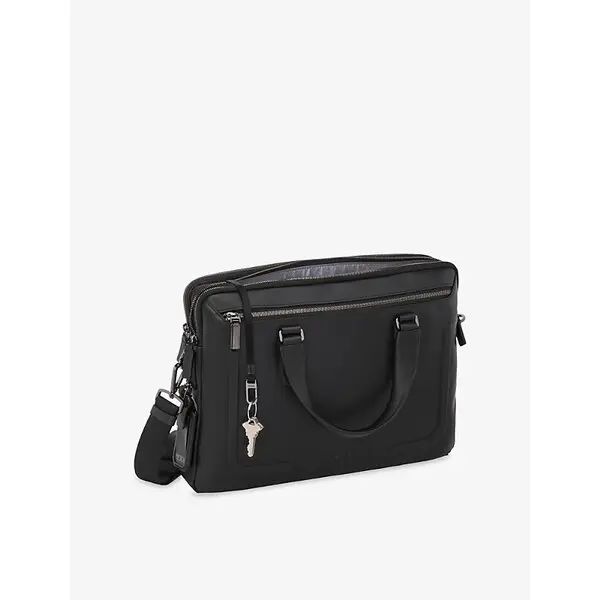 Tumi Harrison Sycamore Slim Leather Briefcase Bag - Black Bombe