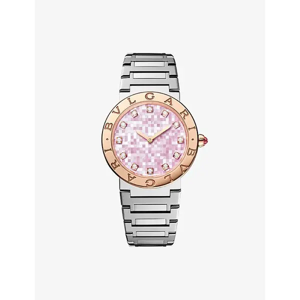 BVLGARI 18ct Rose Gold And Stainless Steel Quartz Watch - Pink