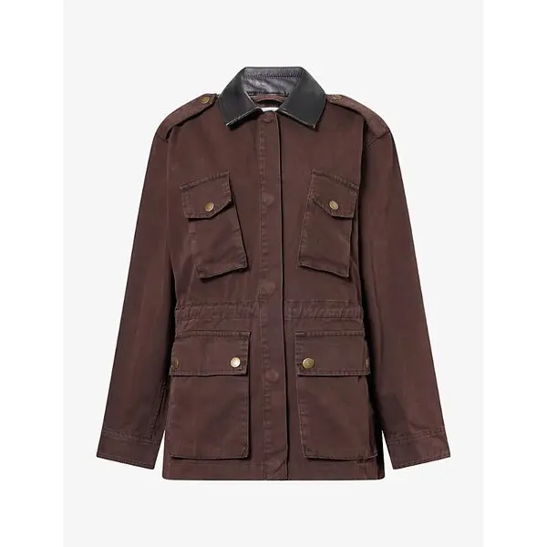 Good American Contrast-collar Cotton Field Jacket