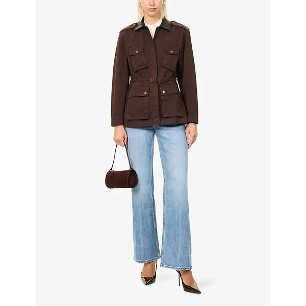 Good American Contrast-collar Cotton Field Jacket