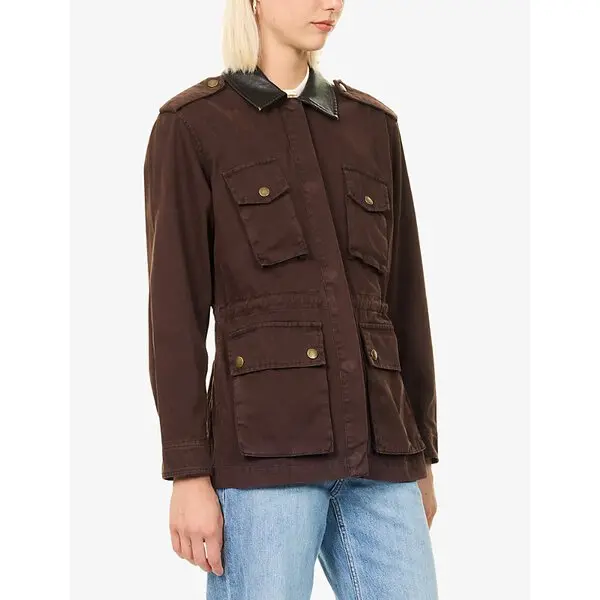 Good American Contrast-collar Cotton Field Jacket