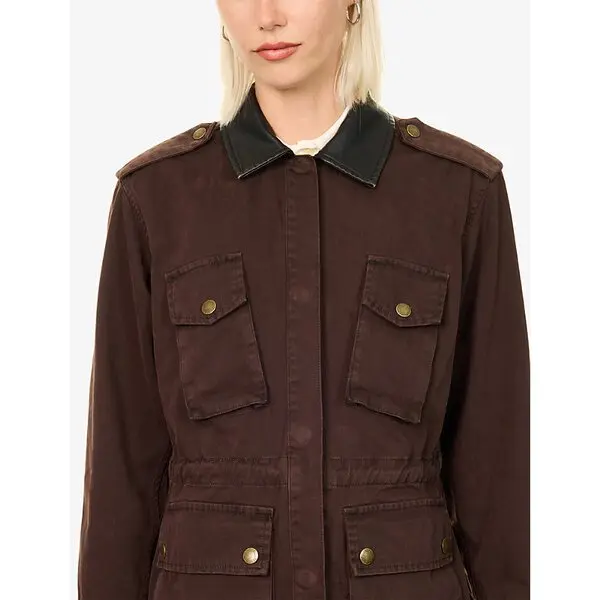 Good American Contrast-collar Cotton Field Jacket