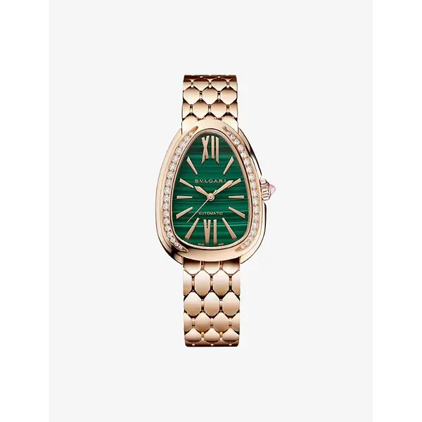 BVLGARI Serpenti Seduttori 18ct Rose-gold And Diamond Automatic Watch - Green