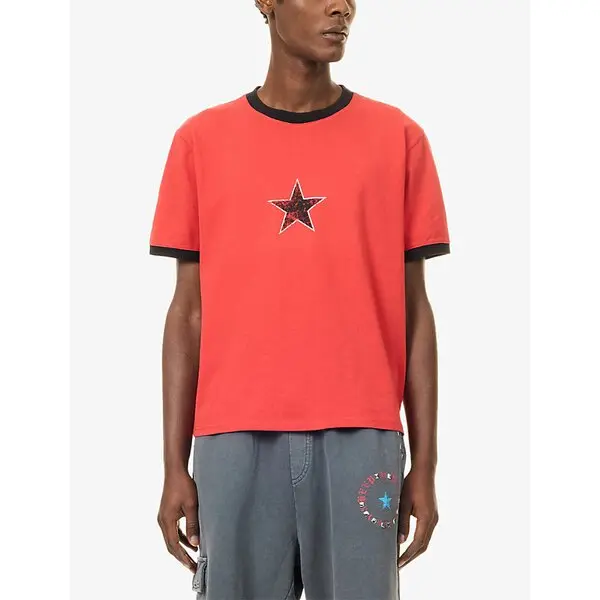 TWOJEYS Single Star Two-tone Graphic Cotton-jersey T-shirt