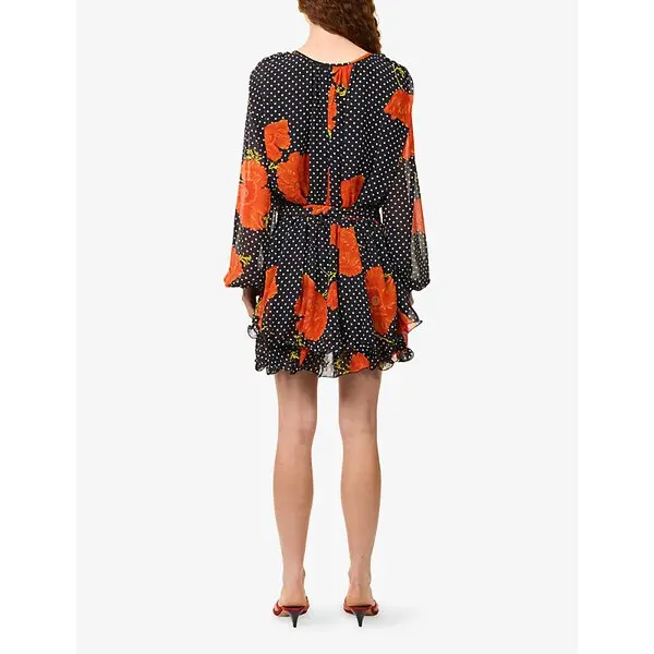 NEVER FULLY DRESSED Ella Poppy-print Woven Mini Dress