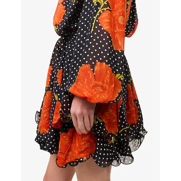 NEVER FULLY DRESSED Ella Poppy-print Woven Mini Dress