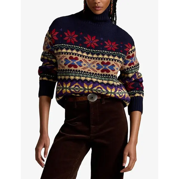 Polo Ralph Lauren Jacquard Wool And Cashmere Turtleneck