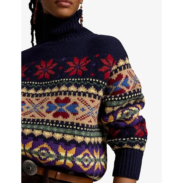 Polo Ralph Lauren Jacquard Wool And Cashmere Turtleneck