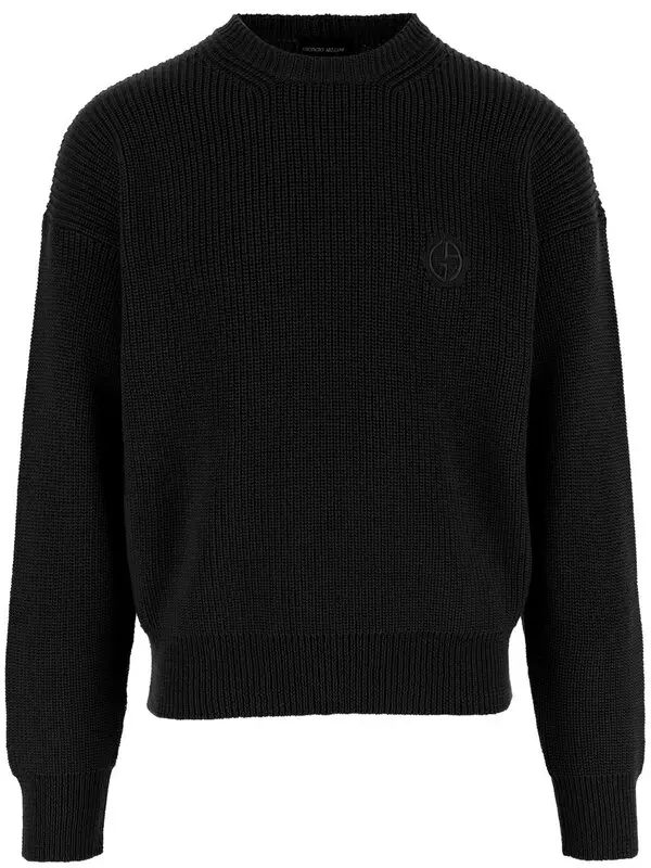 Giorgio Armani Virgin Wool Corn Pattern Crew Neck Sweater
