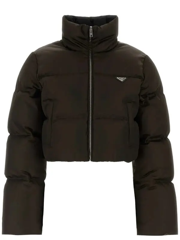 Prada Crop Down Jacket With High Collar