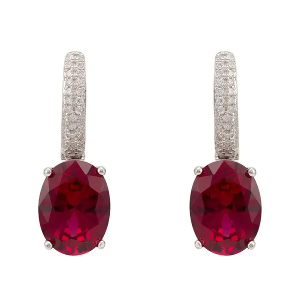 LATELITA Alexandra Oval Drop Earrings - Silver/orange