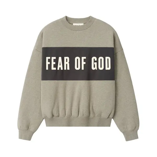 Fear Of God Cropped Relaxed Panelled Sweatshirt 'seal Heather/ Iron - Grey