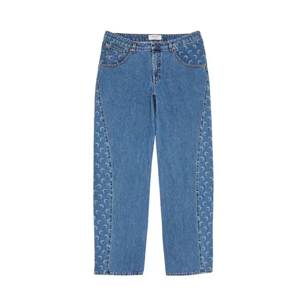MARINE SERRE Moon Laser Denim Curved Jeans