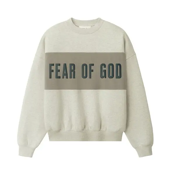 Fear Of God Cropped Relaxed Panelled Sweatshirt 'vanilla Heather/ Seal - Grey
