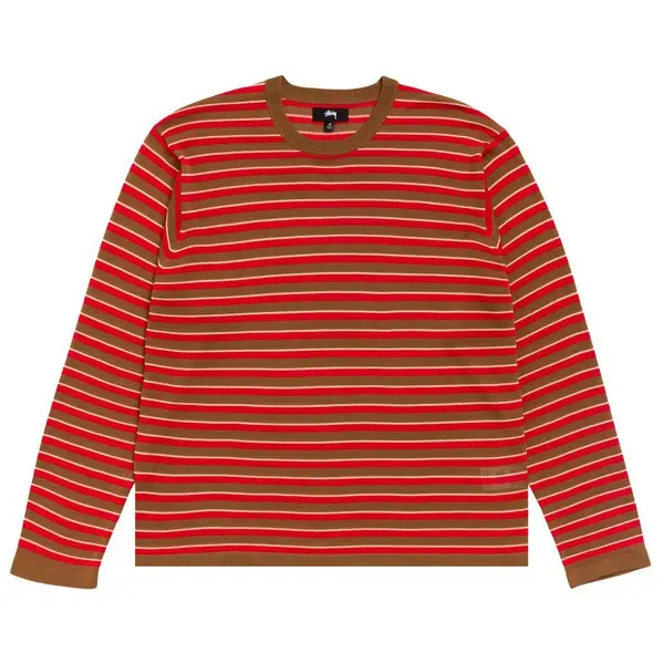 StÜssy Lightweight Stripe Sweater - Red