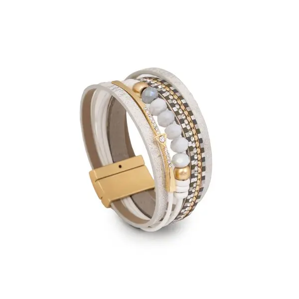 Saachi Beaded Shimmer Leather Bracelet