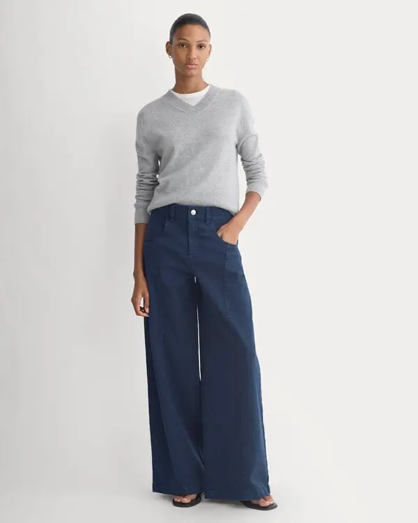 Everlane Utility Seamed Wide-leg Pant - Navy