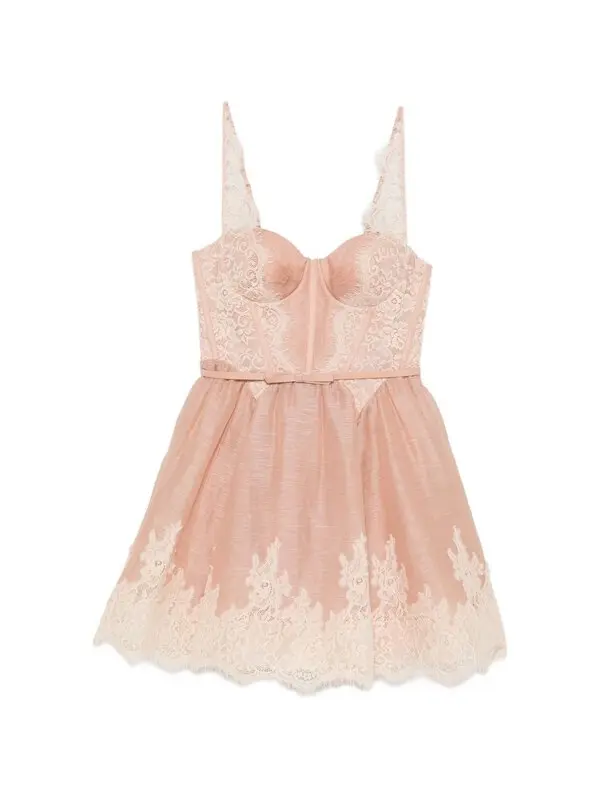 Zimmermann Valiant Silk And Linen Mini Dress - Pink