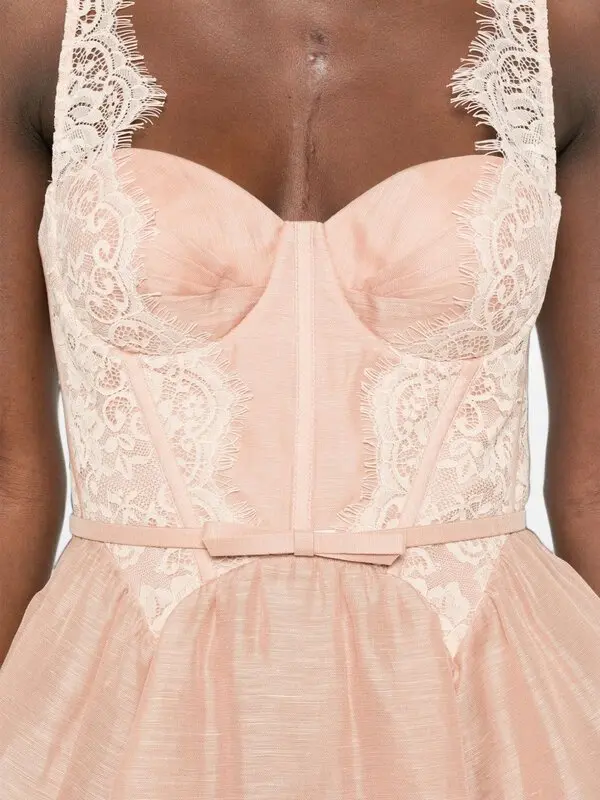 Zimmermann Valiant Silk And Linen Mini Dress - Pink