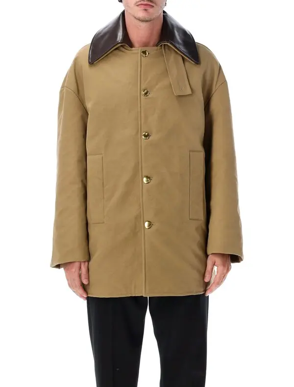 Balenciaga Heavy Cotton Caban With Removable Leather Collar - Beige