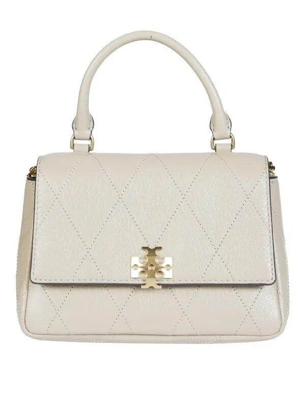 Tory Burch Quilted Top Handle Chain Wallet - Beige