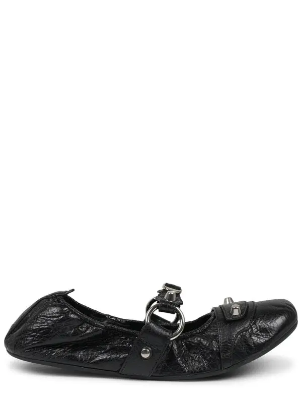Balenciaga Leather Studded Ballet Flats - Black