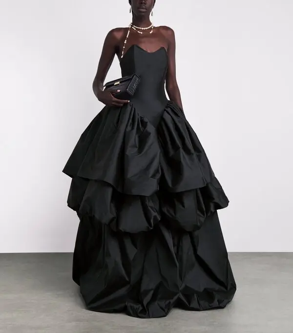 ZIYAD BUAINAIN Taffeta Layered Gown