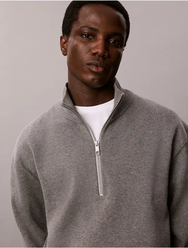Calvin Klein Quarter Zip Tech Sweater - Grey Heather
