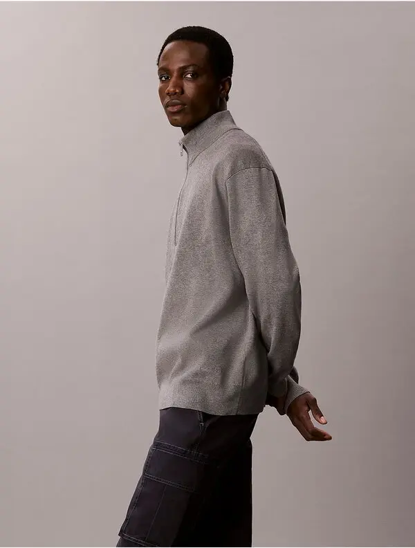 Calvin Klein Quarter Zip Tech Sweater - Grey Heather