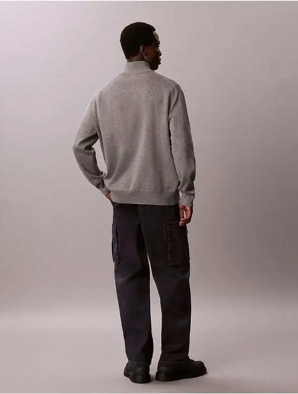 Calvin Klein Quarter Zip Tech Sweater - Grey Heather