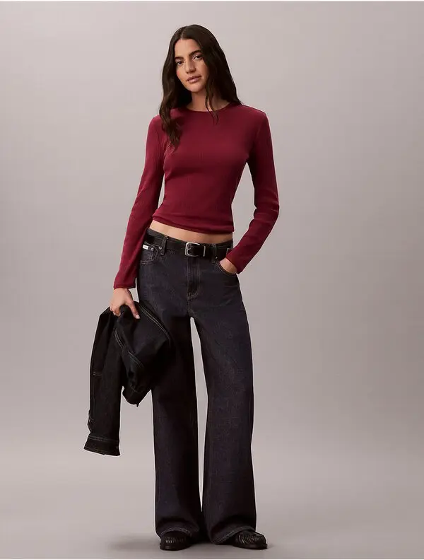 Calvin Klein Pointelle Knit Slim Tee - Rhododendron