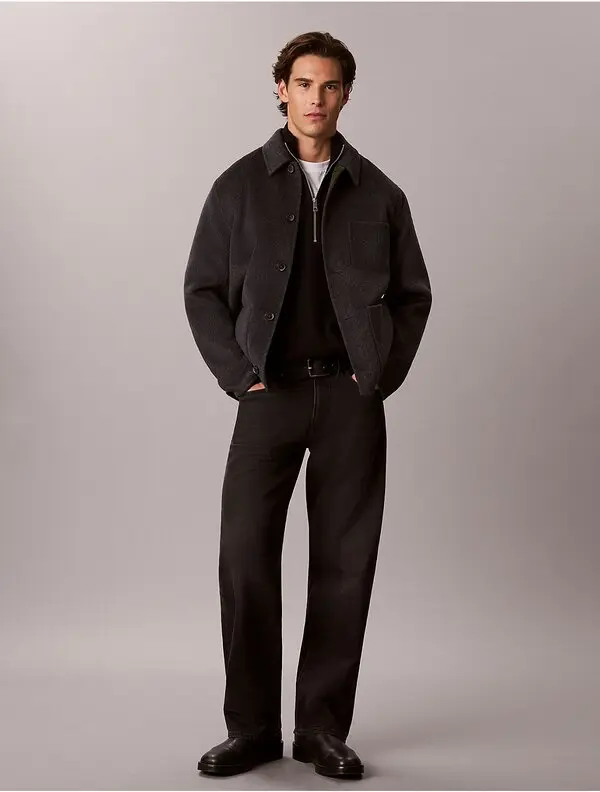 Calvin Klein Double-faced Wool Blend Reversible Chore Jacket - Olive Night