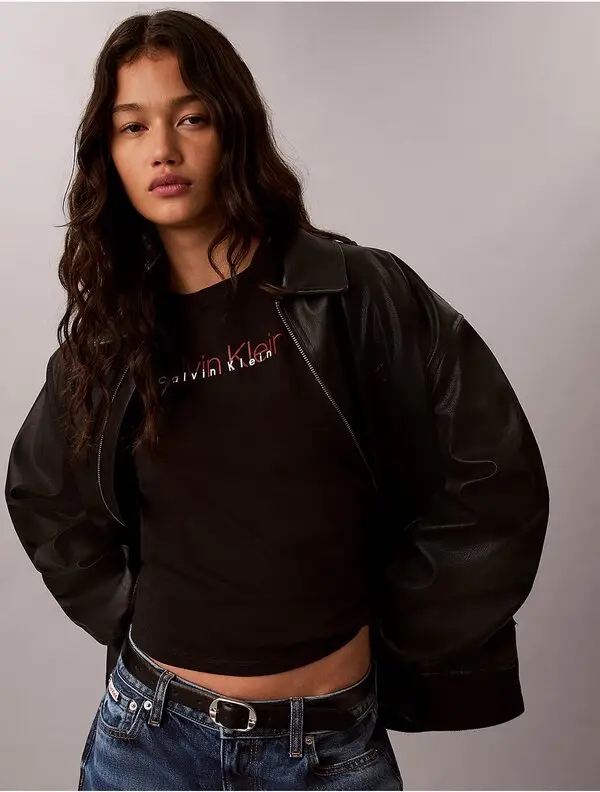 Calvin Klein Icon Sport Graphic High Hip Tee - Black