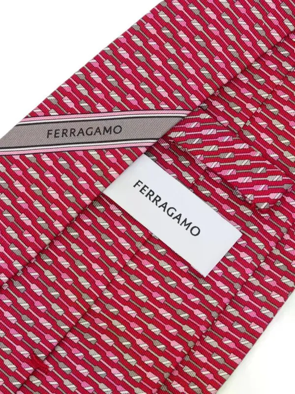 FERRAGAMO Geometric-print Tie - Pink