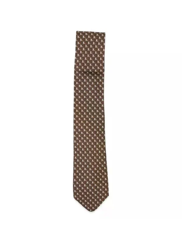 FERRAGAMO Animali Duck-print Neck Tie - Brown