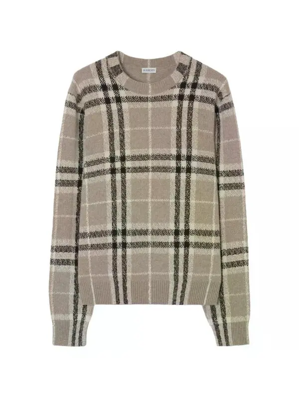 Burberry Check Cashmere Sweater - Neutrals