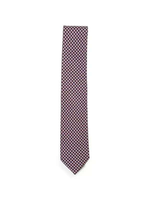 FERRAGAMO Gancini-print Tie - Brown