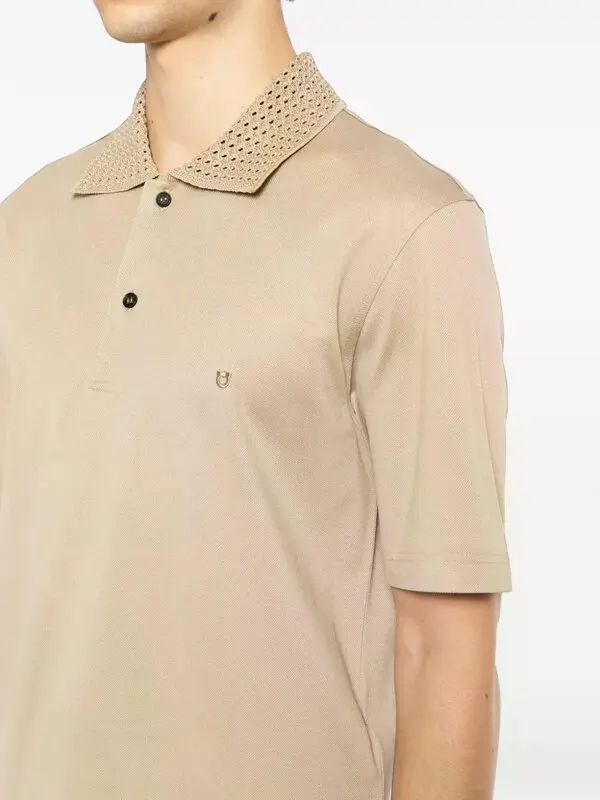 FERRAGAMO Knitted-collar Piqué Polo Shirt