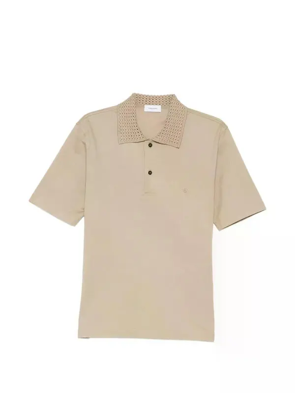 FERRAGAMO Knitted-collar Piqué Polo Shirt - Neutrals