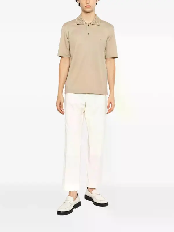 FERRAGAMO Knitted-collar Piqué Polo Shirt - Neutrals
