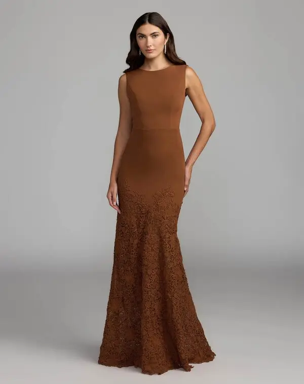 Mac Duggal Sleeveless Lace Mermaid Gown