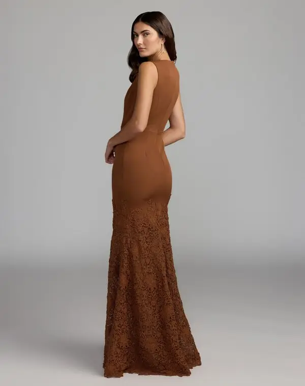 Mac Duggal Sleeveless Lace Mermaid Gown