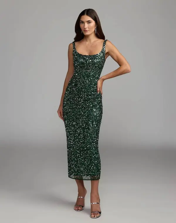 Mac Duggal Embellished Sequin Sleepless Midi Dress