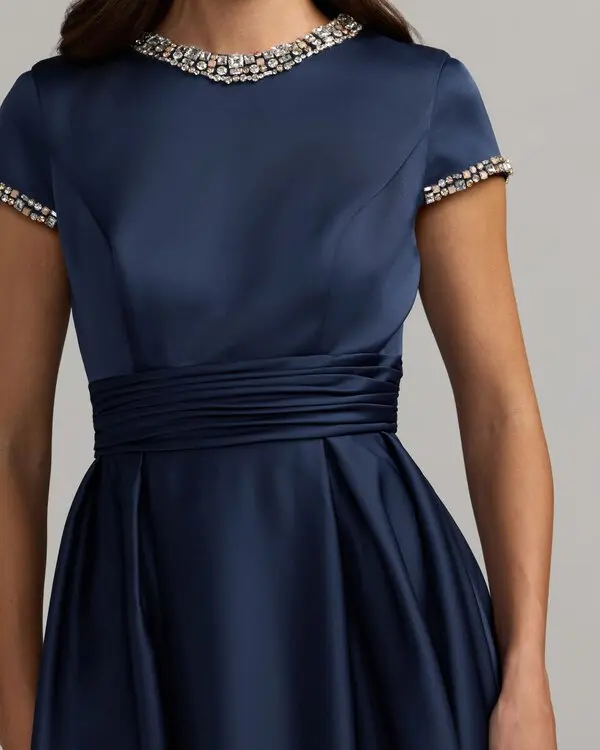 Mac Duggal Embellished Satin High Neck Ball Gown